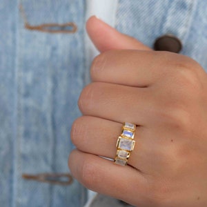 Moonstone Ring ~ Rectangular Stone ~ 18k Gold Plated ~ Jewelry ...