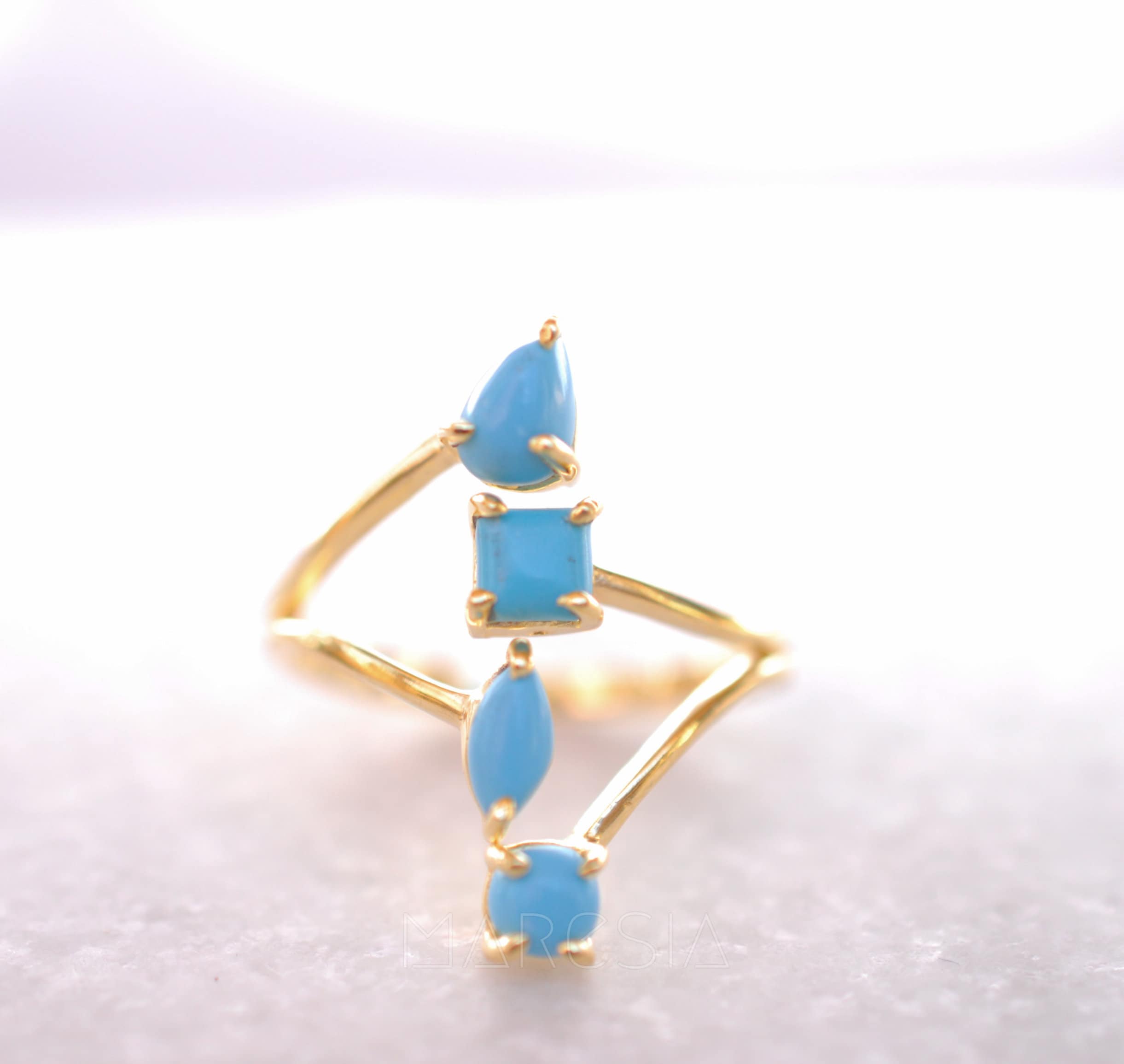 Turquoise Ring 18k Gold Plated Handmade Everyday | Etsy