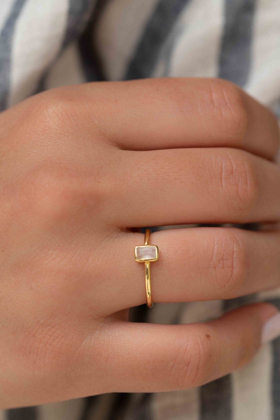 Moonstone Ring ~ Rectangular Stone ~ 18k Gold Plated ~ Jewelry ...
