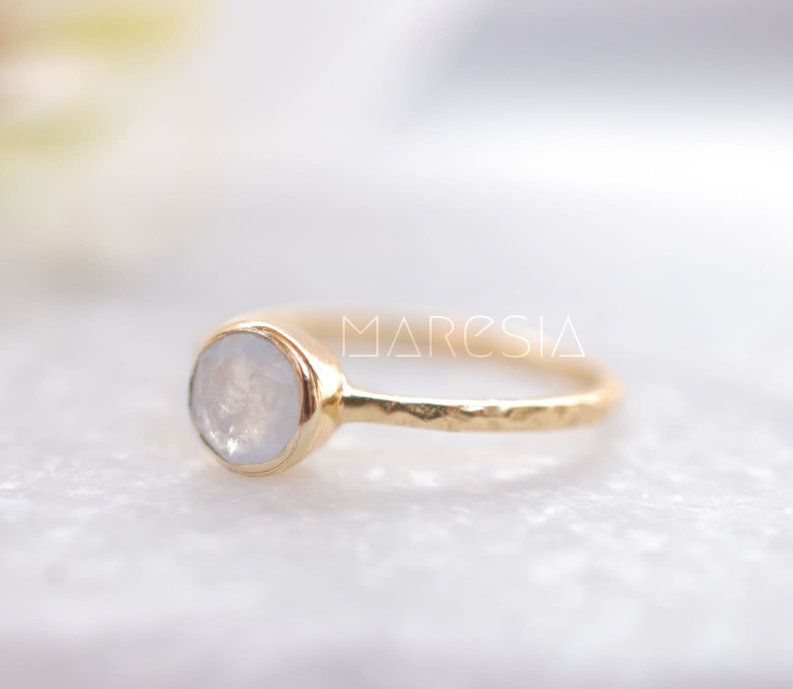 Moonstone Gold Ring Delicate 18k Gold Plated Handmade Gemstonestatement ...