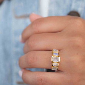 Moonstone Ring ~ Rectangular Stone ~ 18k Gold Plated ~ Jewelry ...