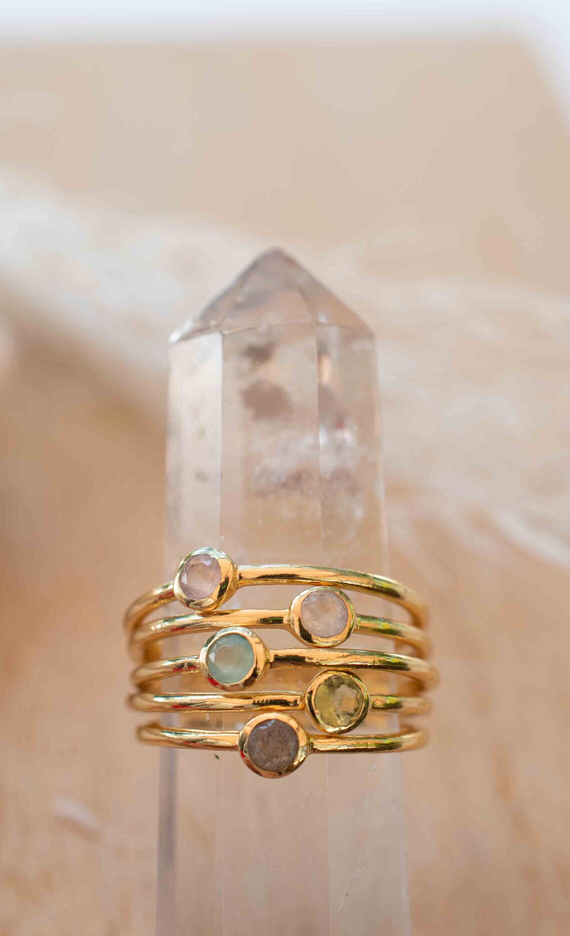 Rose Quartz Gold Ring ~ Delicate ~ 18k Gold Plated ~ Handmade ...