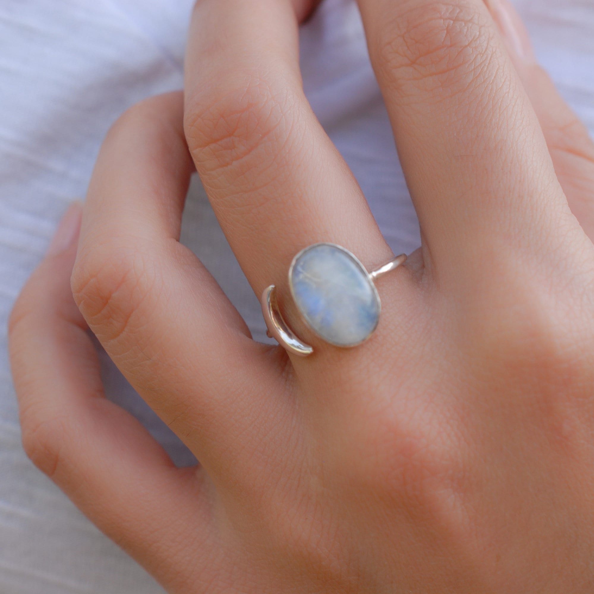 Moonstone Ring ~ Sterling Silver 925 ~handmade ~adjustable~ Crescent ...