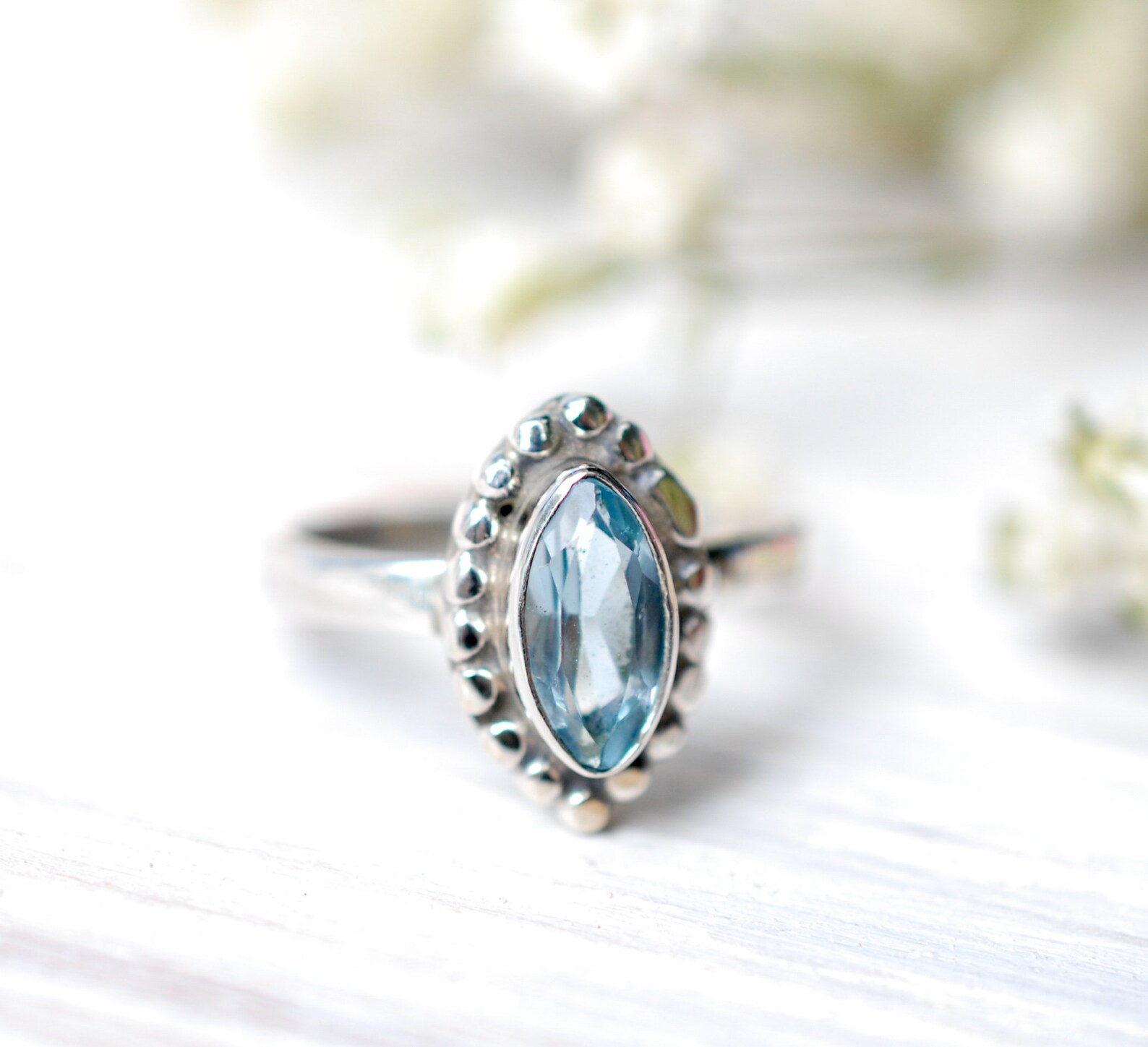 Blue Topaz Ring Sterling Silver 925 jewelry Handmade - Etsy
