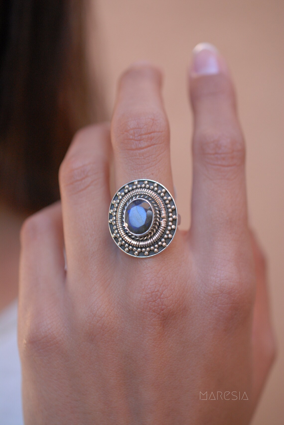 Rainbow Labradorite Ring Gemstone Natural Sterling - Etsy UK