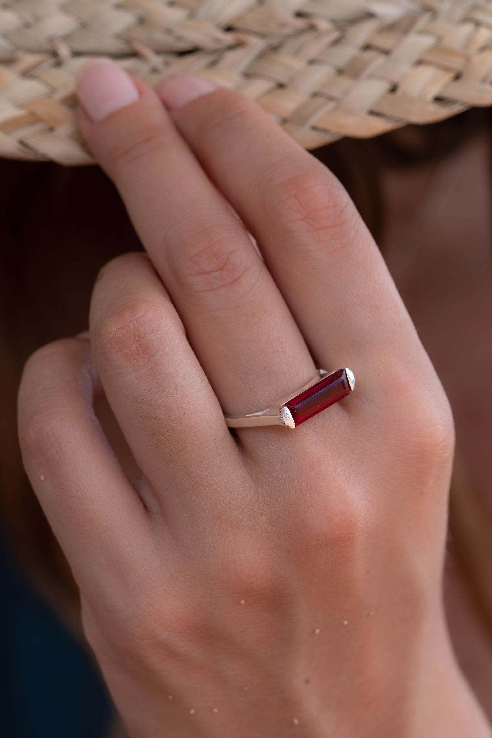 Garnet Hydro Ring Sterling Silver 925 Rectangular Stone - Etsy