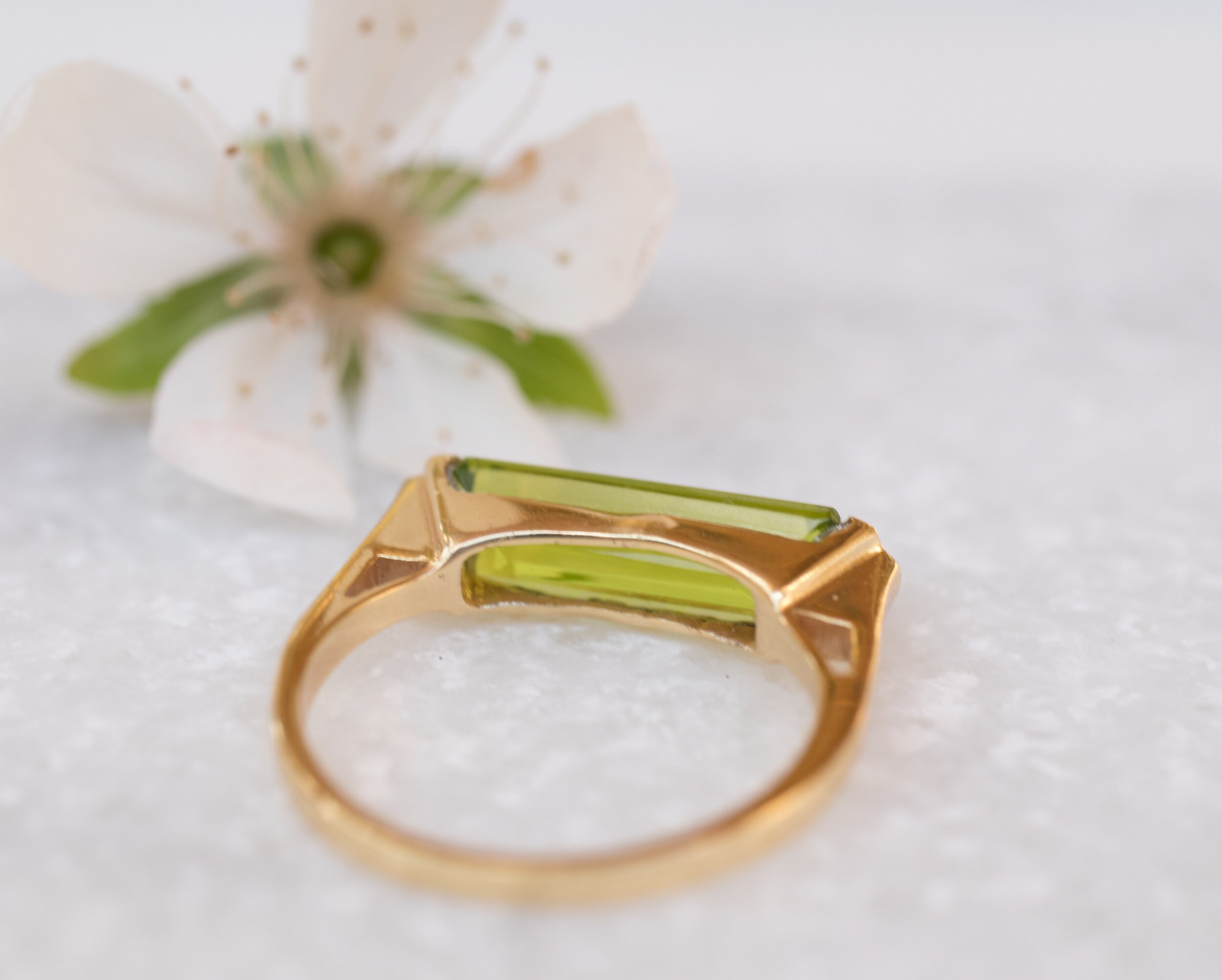 Peridot Hydro Ring Rectangular Stone 18k Gold Plated | Etsy