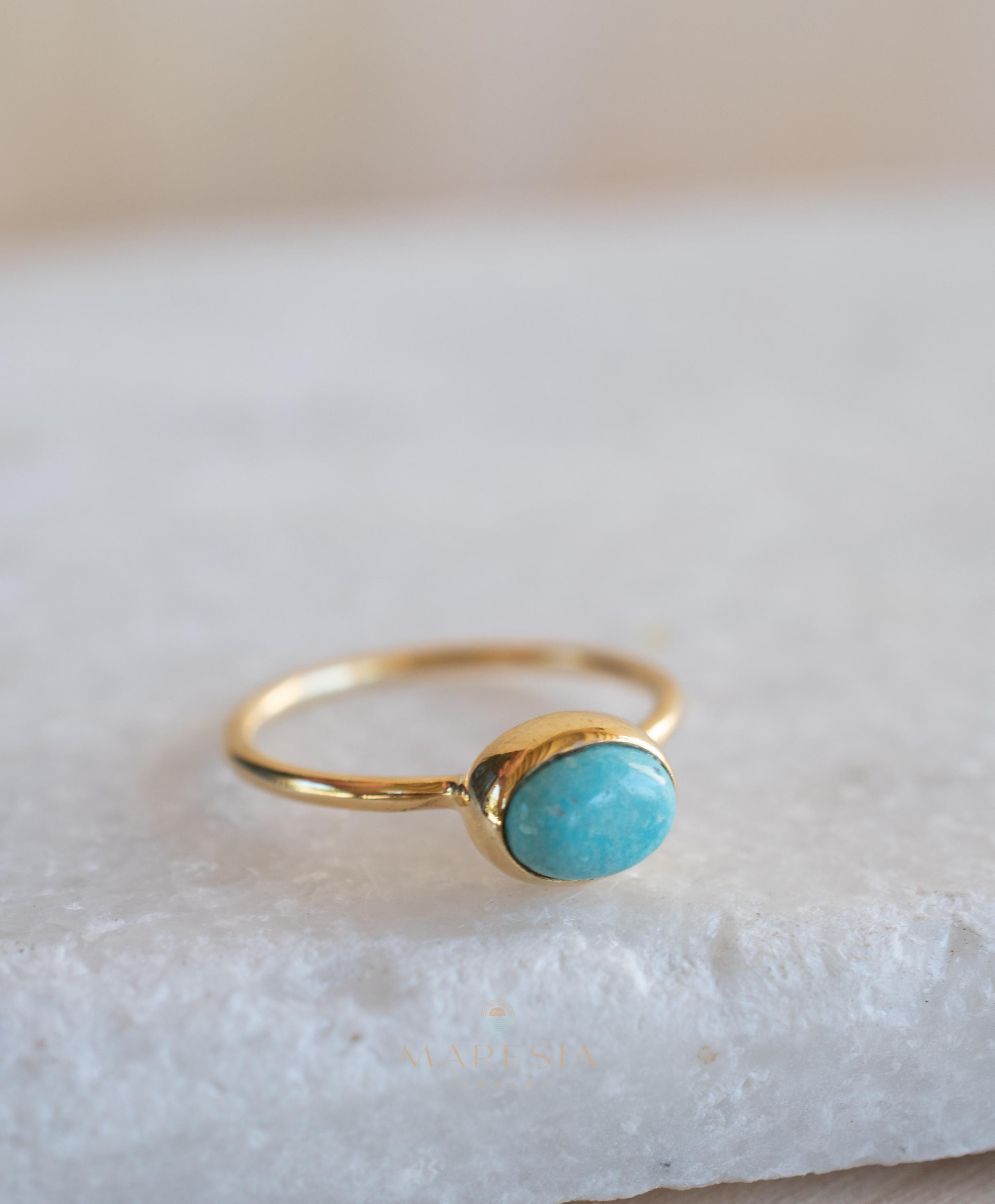 Turquoise Ring ~ Gemstone ~ Natural ~ Gold Plated Over Sterling Silver ...