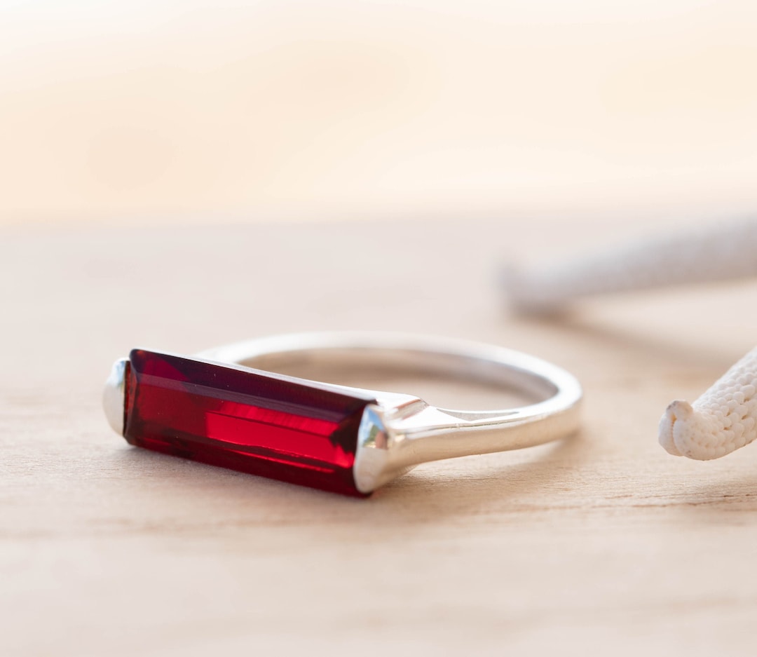 Garnet Hydro Ring ~ Sterling Silver 925 ~ Rectangular Stone ~ Jewelry ...