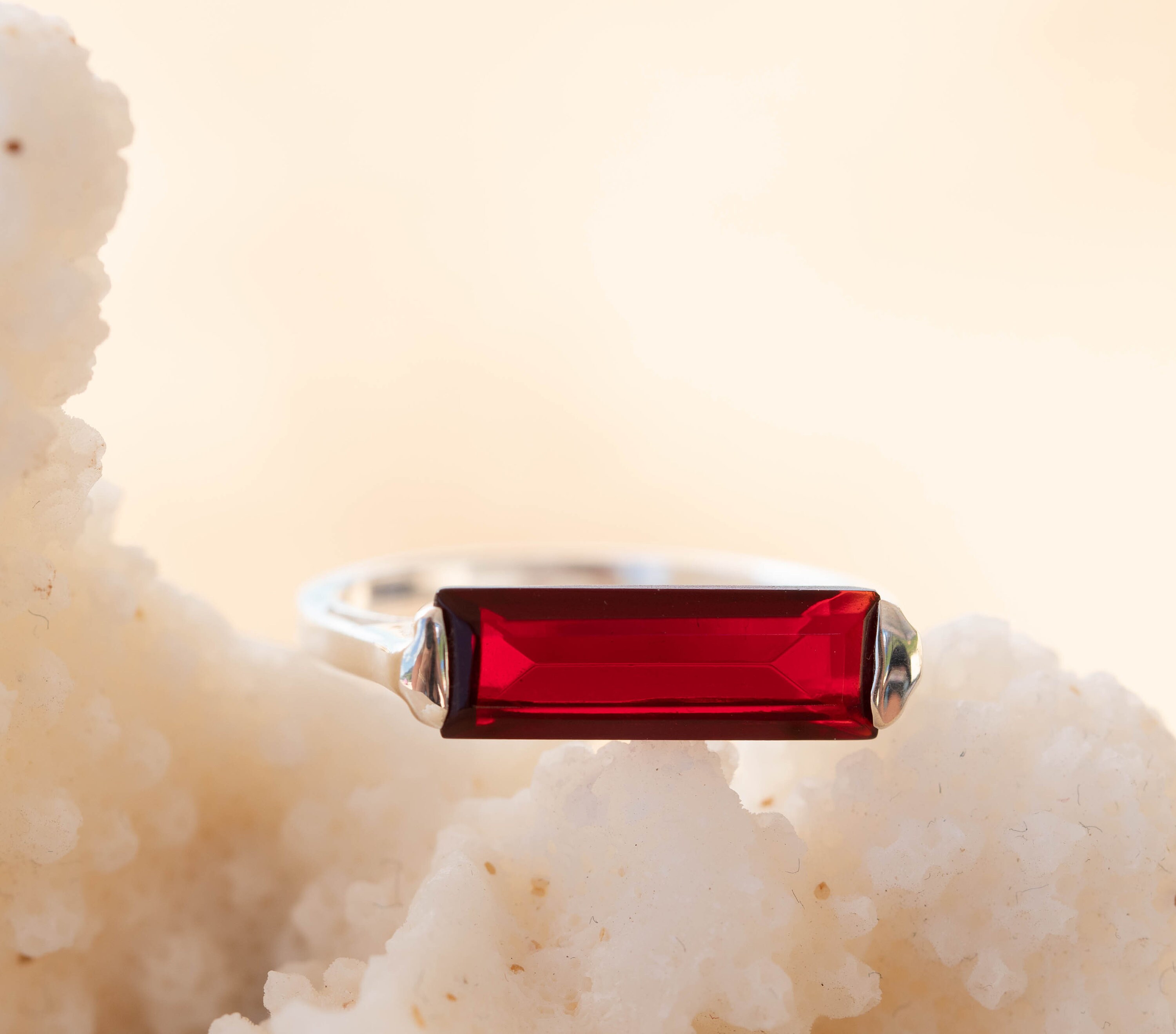 Garnet Hydro Ring Sterling Silver 925 Rectangular Stone - Etsy