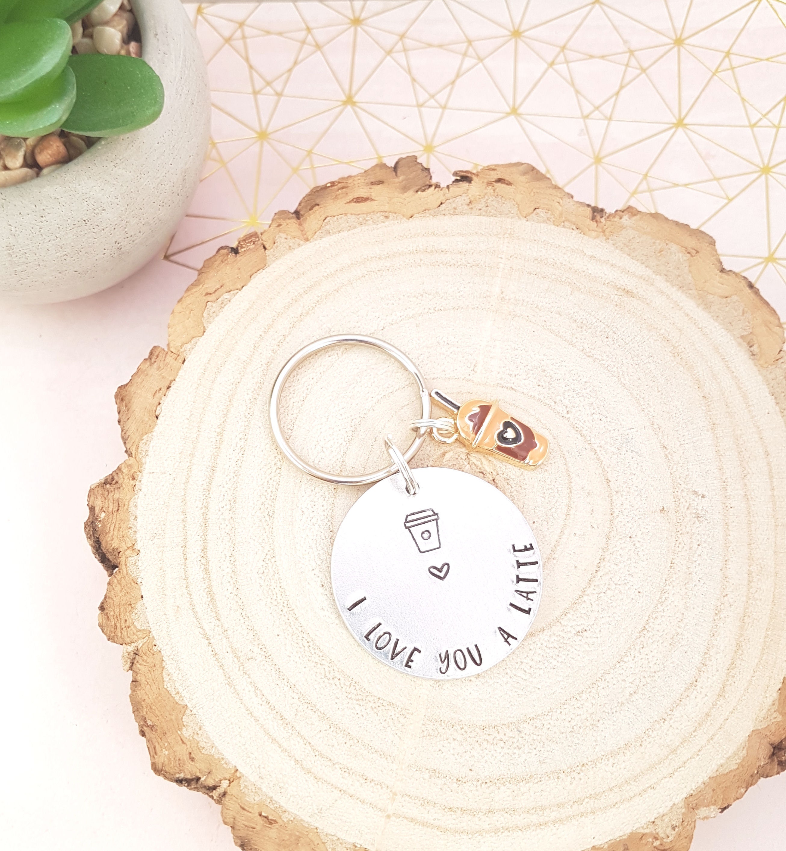Hand Stamped coffee keyring coffee keyring coffee bag charm | Etsy