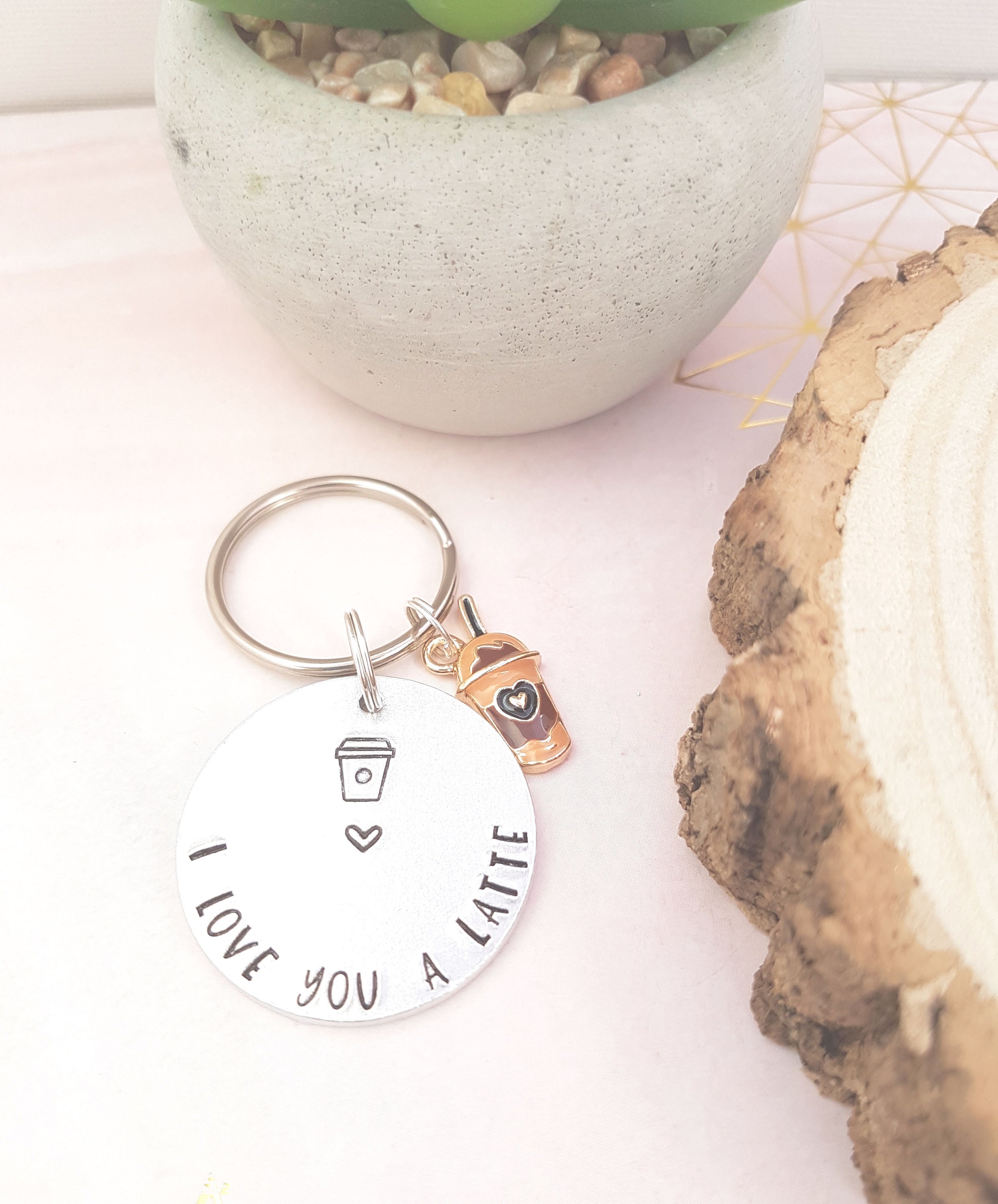 Hand Stamped coffee keyring coffee keyring coffee bag charm | Etsy