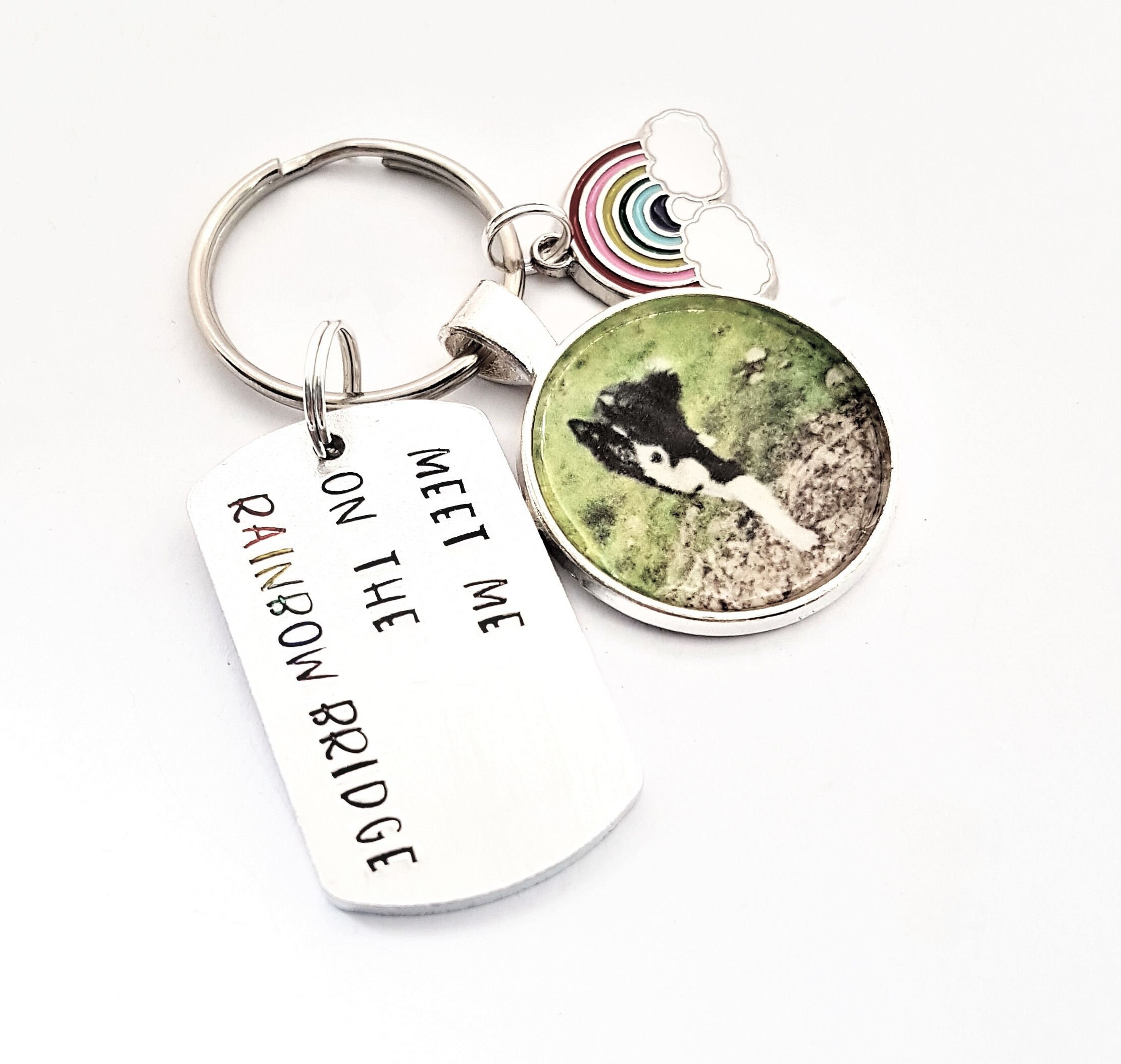 Meet Me on the Rainbow Bridge Keyring Hand Stamped Keyring - Etsy UK
