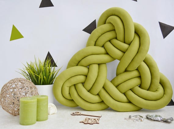 TRIANGULAR PILLOW knot pillow in geometric style | Etsy