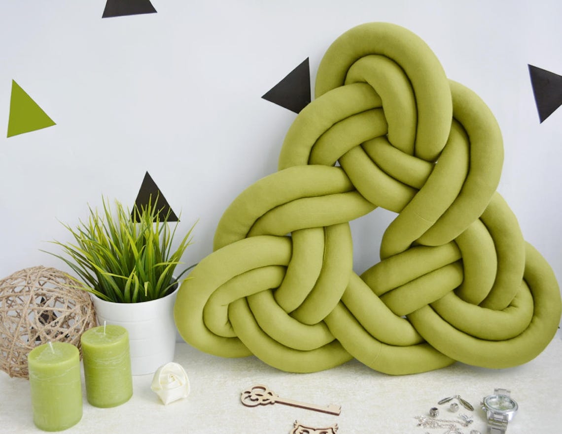 TRIANGULAR PILLOW knot pillow in geometric style | Etsy