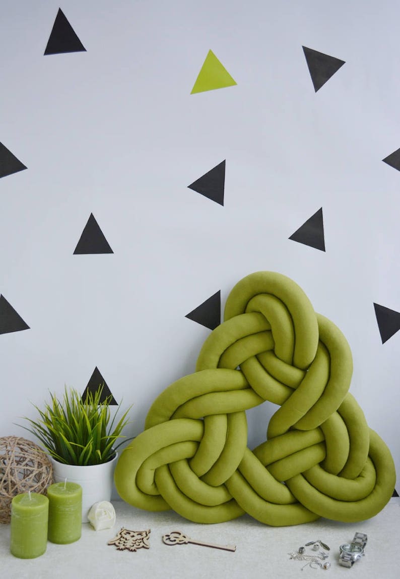 TRIANGULAR PILLOW knot pillow in geometric style | Etsy