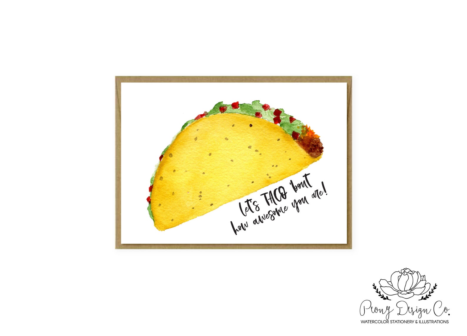 Let's Taco 'bout How Awesome You Are Greeting Card, Watercolor ...