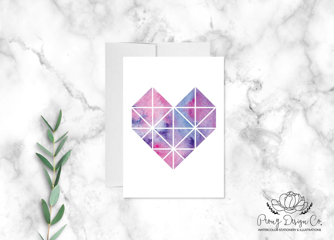 Geometric Heart Folded Card - Etsy
