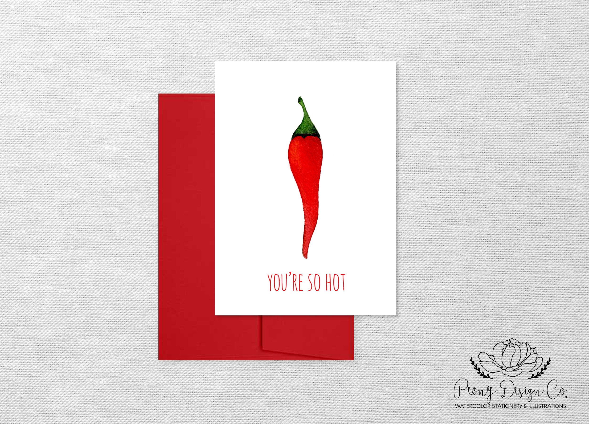 You're so Hot Greeting Card Watercolor Stationery Folded - Etsy Australia