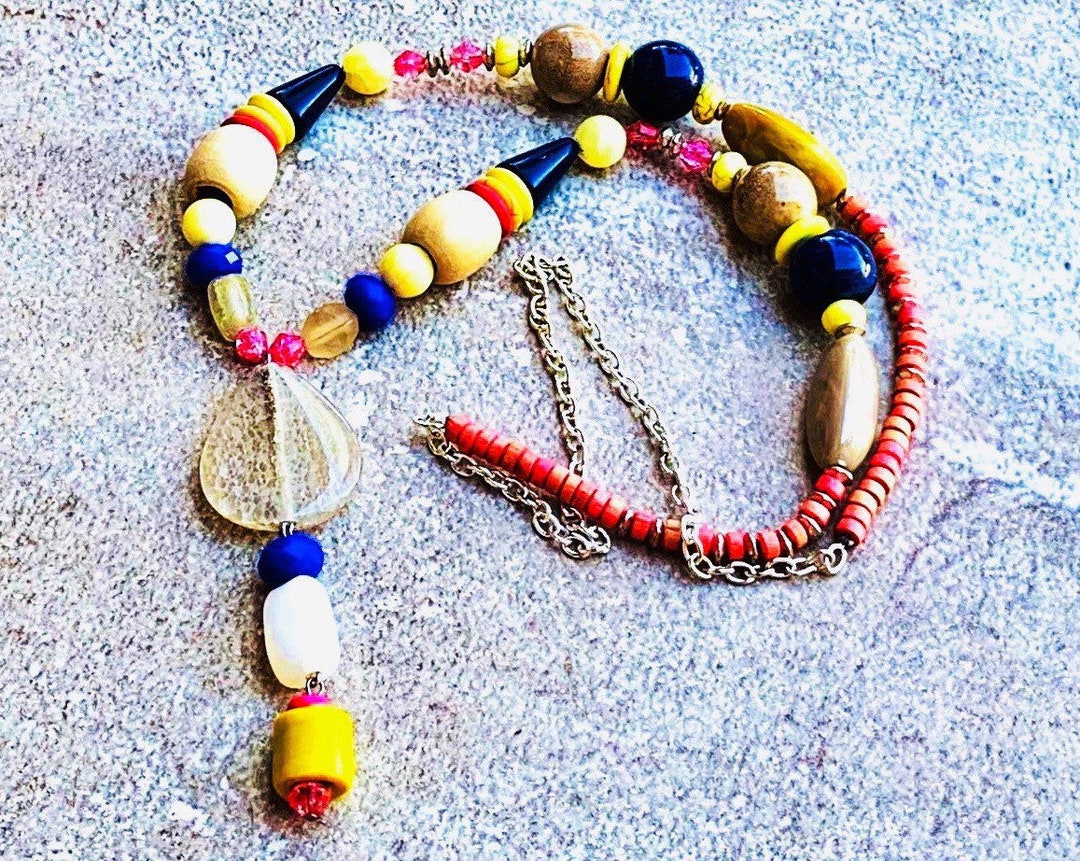 Circus Circus, Handmade, One of a Kind, Beaded, Long Pendant, Necklace ...
