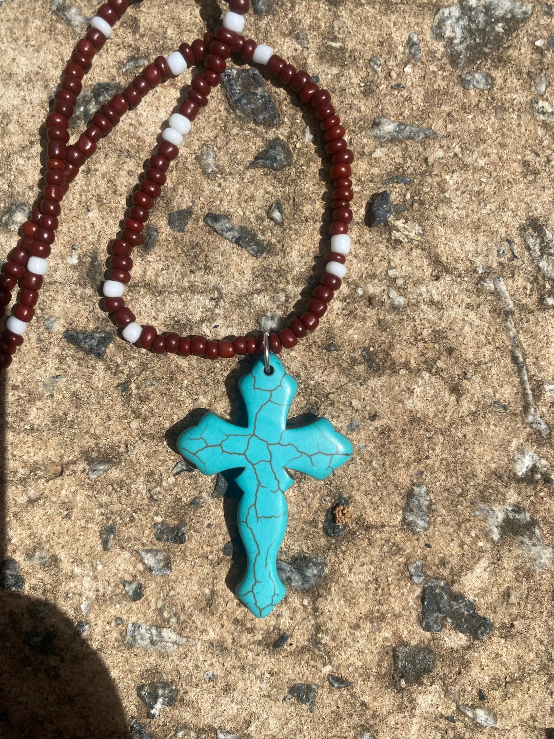 Western Cross Necklace • Handmade Cowboy Jewelry • Turquoise Necklace ...