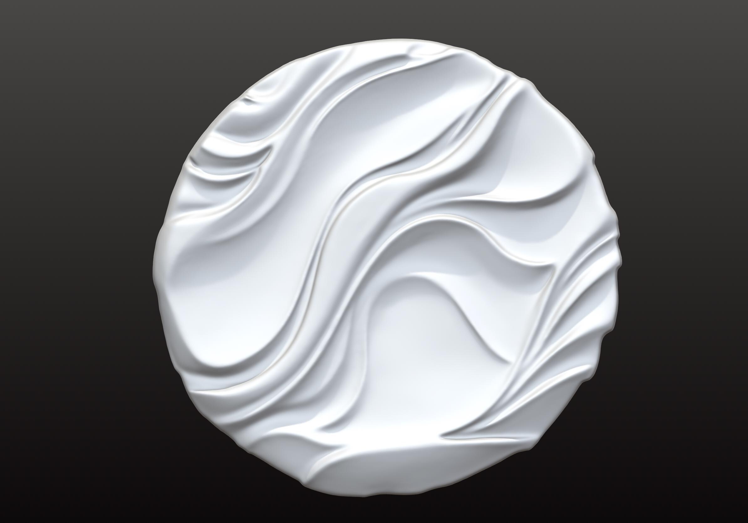 Modern Wave Pattern Wall Art STL | Round 3D Relief Sculpture for CNC ...