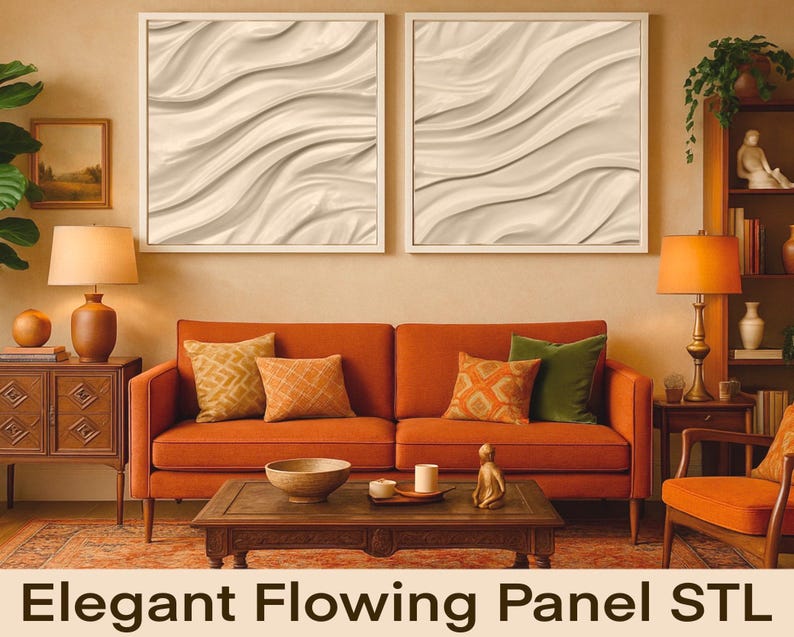 Wavy Silk Texture STL Panel – 3D Model for CNC and 3D Printing, Flowing ...