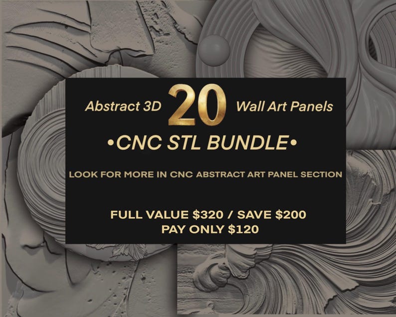3D Abstract Wall Panel - STL Model for CNC, Modern Accent Wall Decor ...