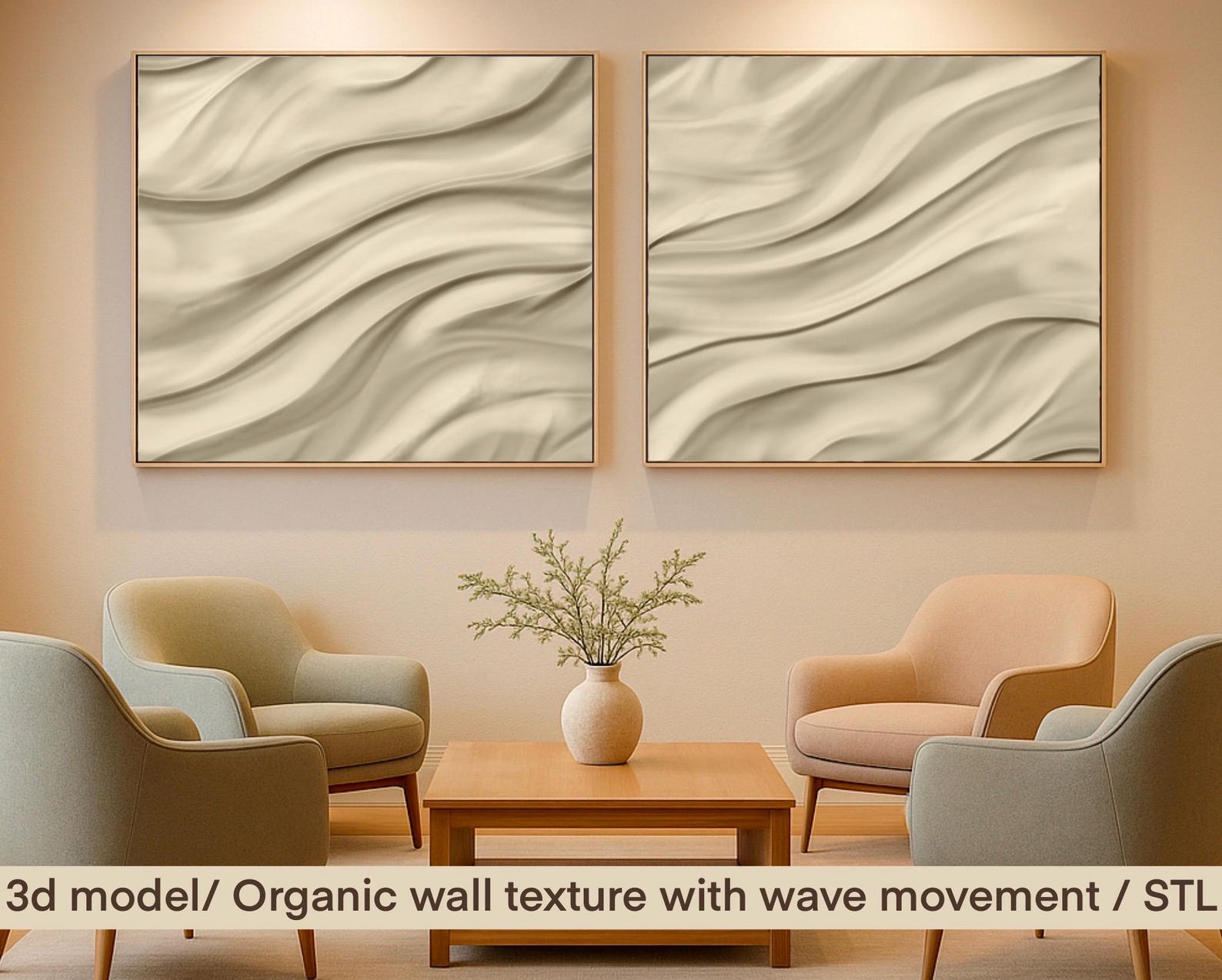 Wavy Silk Texture STL Panel – 3D Model for CNC and 3D Printing, Flowing ...