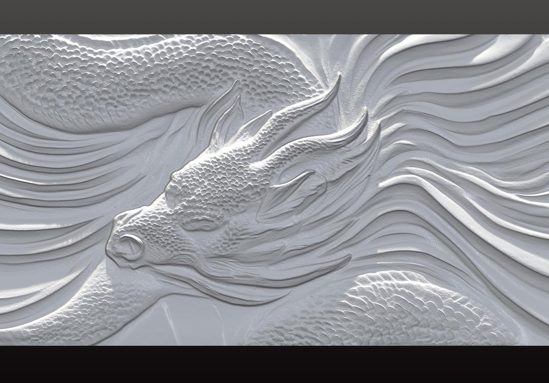 Asian Dragon Bas Relief 3D Model STL, CNC Wall Art, Mythical Creature ...