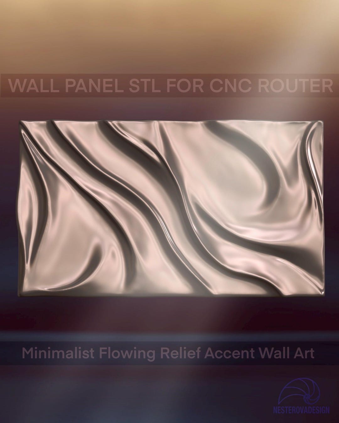 Modern Wave Pattern Wall Art STL | Round 3D Relief Sculpture for CNC ...