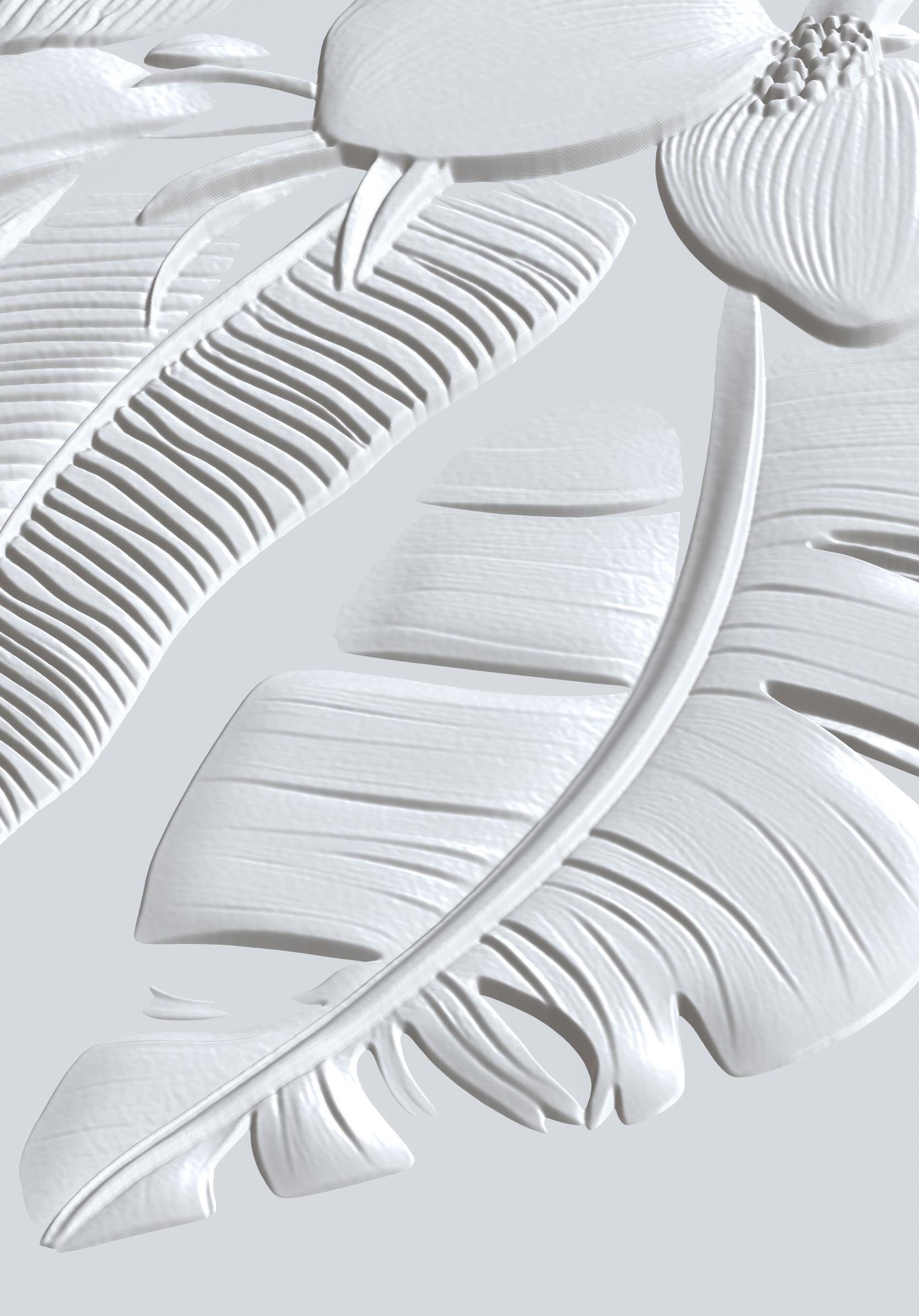 Tropical Leaf Wall Panel STL File – 3D CNC Relief Texture for Modern ...