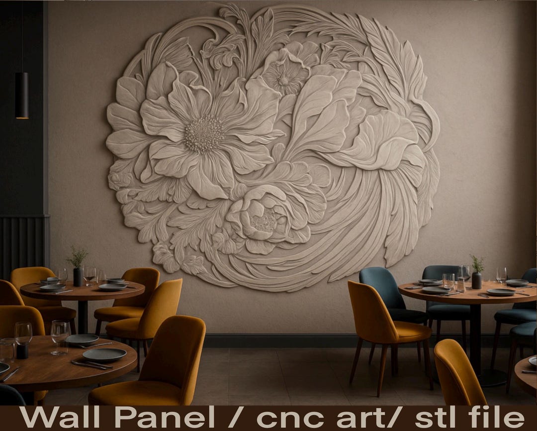 Peony & Bloom Relief STL File – 3D Model for CNC Router, Elegant Floral ...