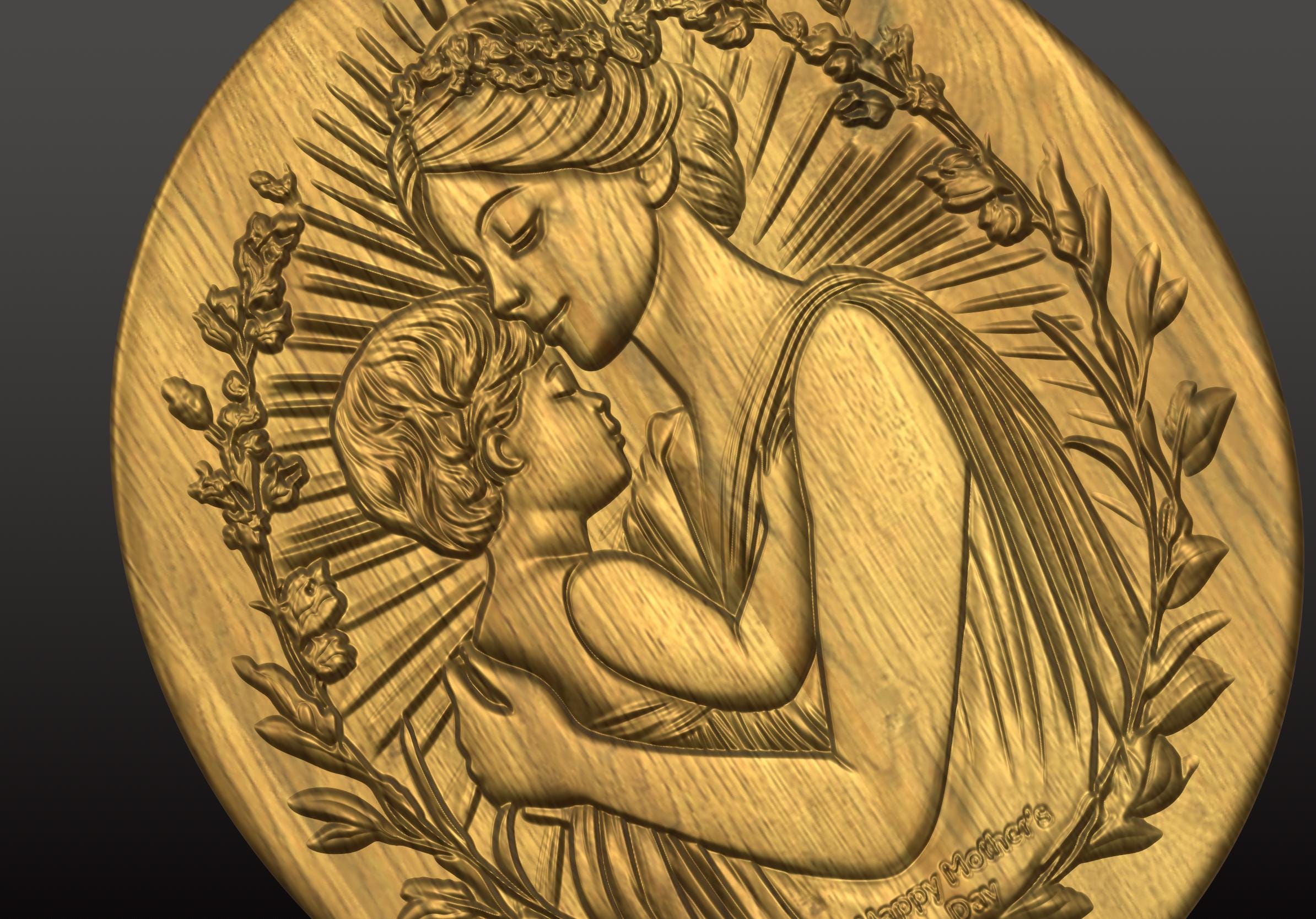 Happy Mother’s Day 3D Medallion STL – CNC Carving Wall Art of Loving ...