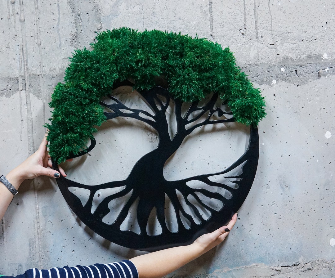 Moss Tree of Life Wall Art, Preserved Moss Decor, Wood Tree With ...
