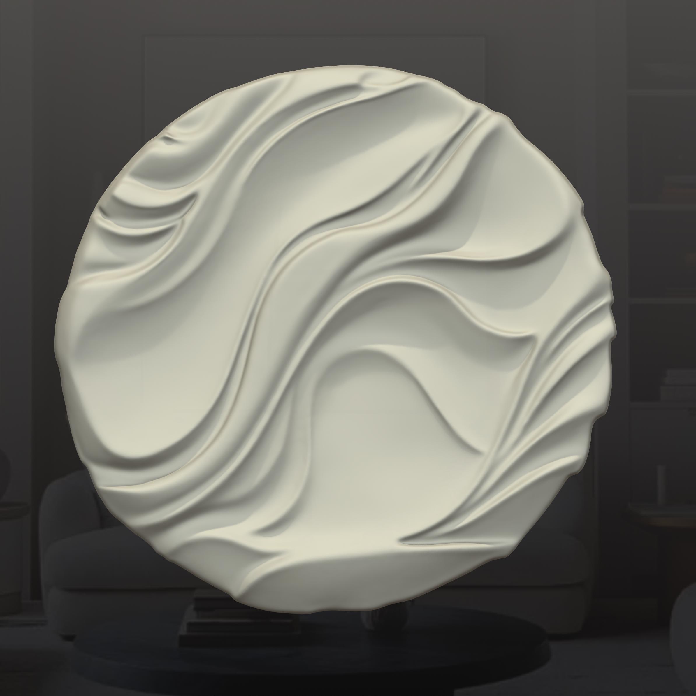 Modern Wave Pattern Wall Art STL | Round 3D Relief Sculpture for CNC ...