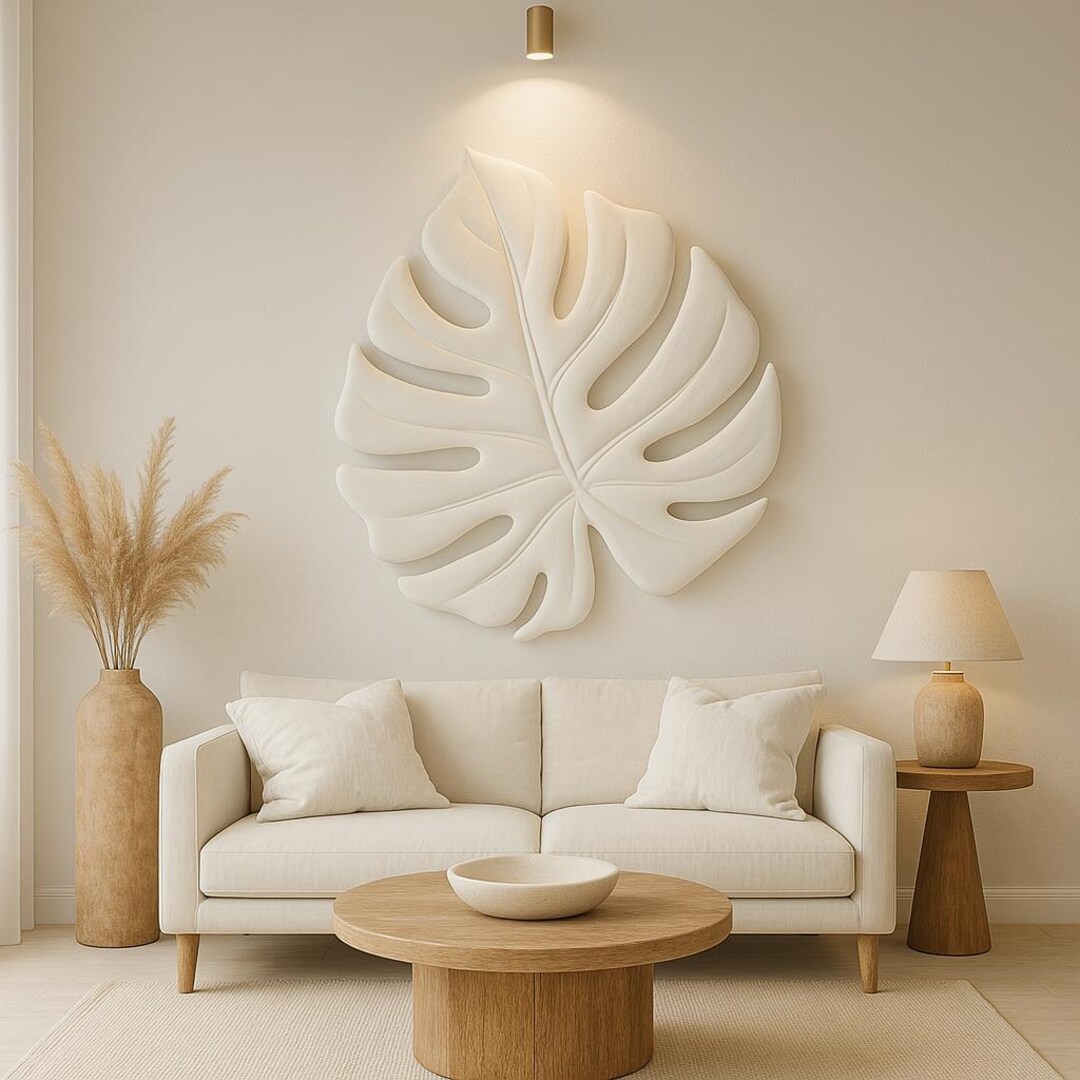 Monstera Leaf 3D Wall Art STL File – Modern Botanical Decor, Digital ...