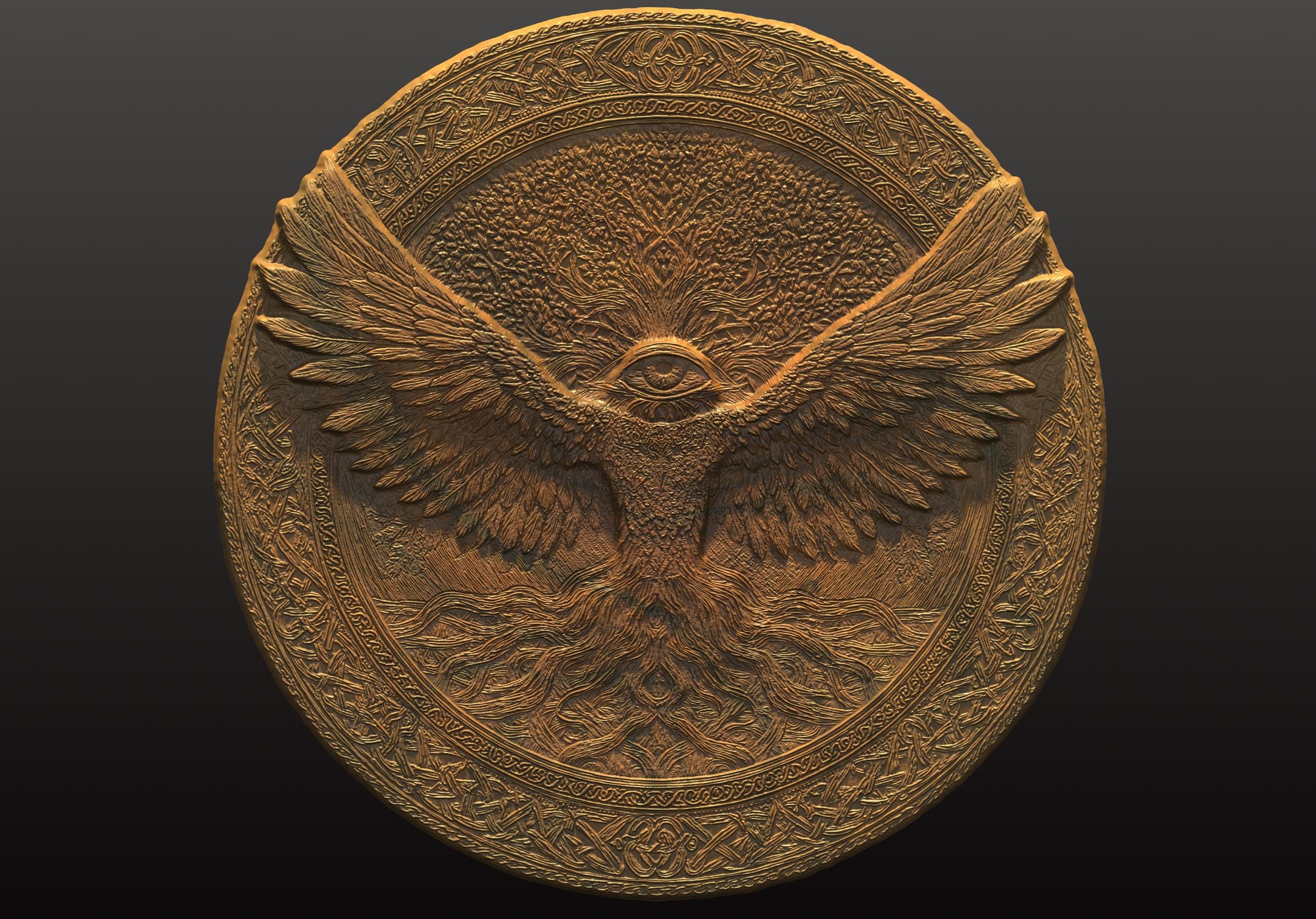 Powerful Eagle Wall Art STL Model With All Seeing Eye – 3D CNC Relief ...