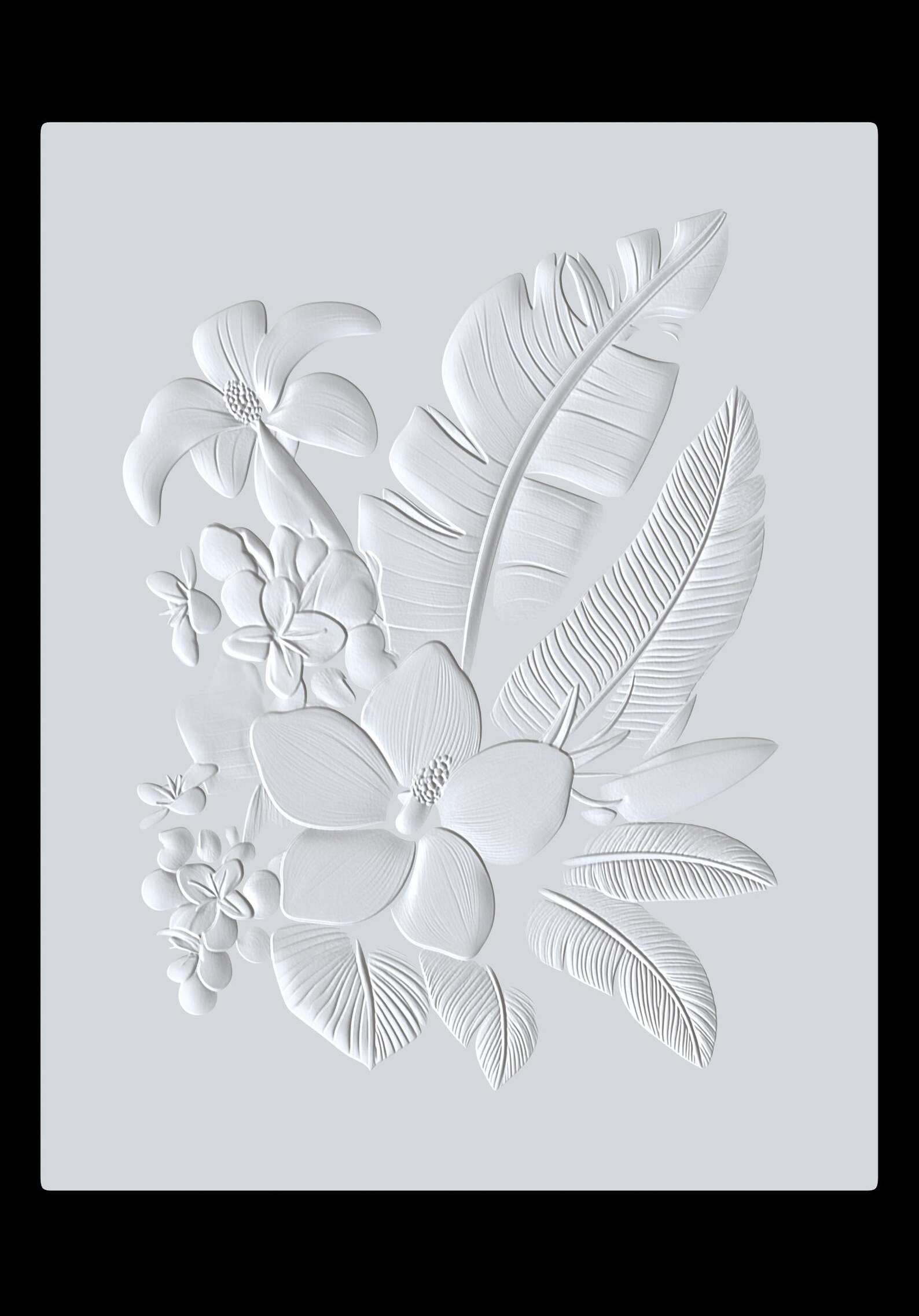 Tropical Leaf Wall Panel STL File – 3D CNC Relief Texture for Modern ...