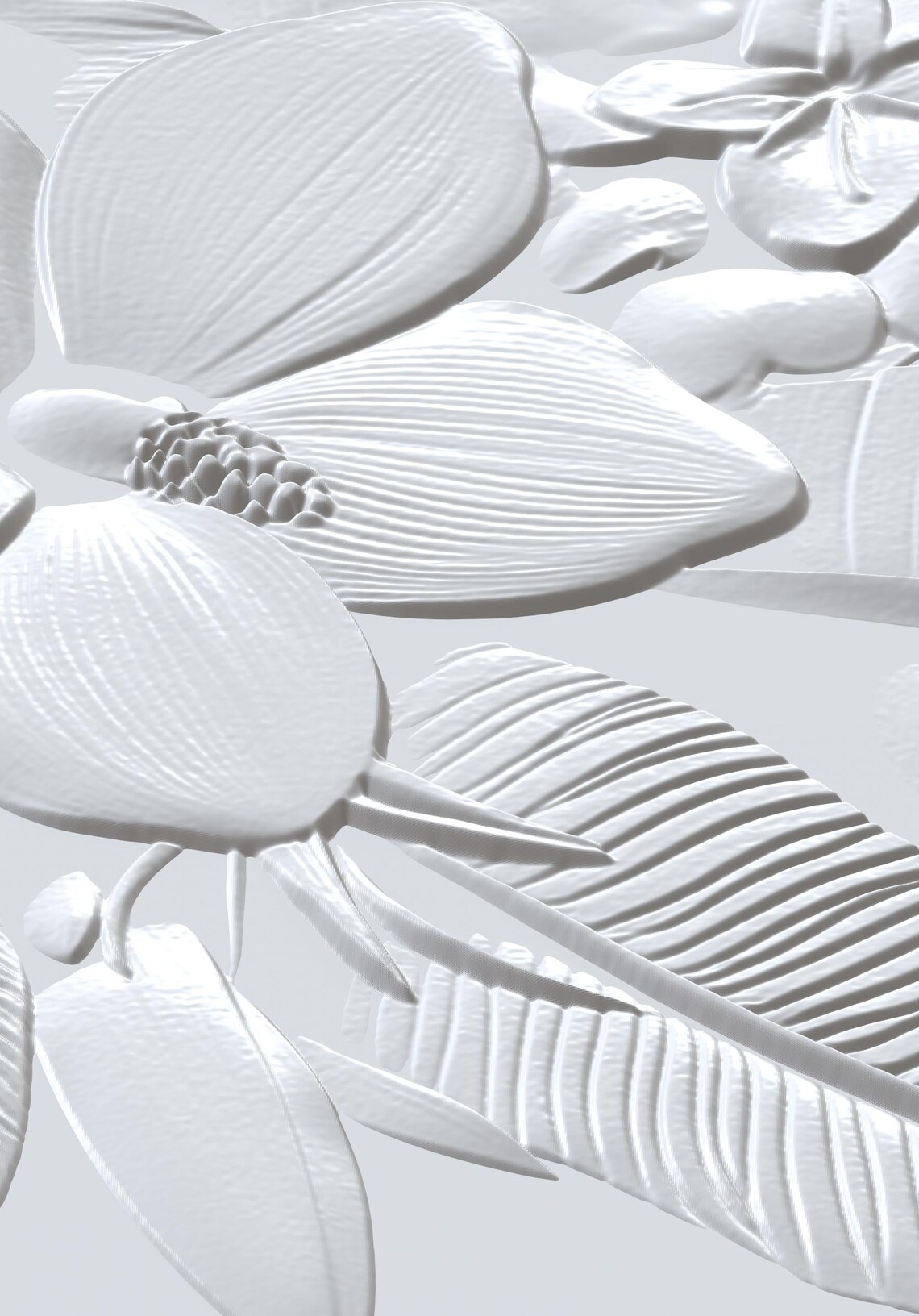 Tropical Leaf Wall Panel STL File – 3D CNC Relief Texture for Modern ...