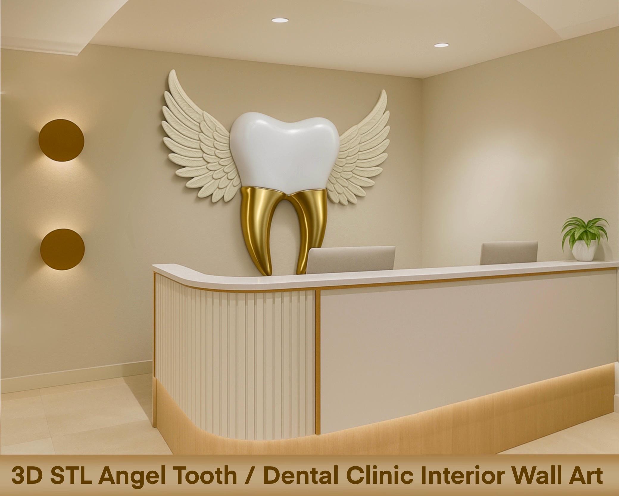 3D STL Tooth With Wings Wall Art, Dental Office Decor, Modern Accent ...