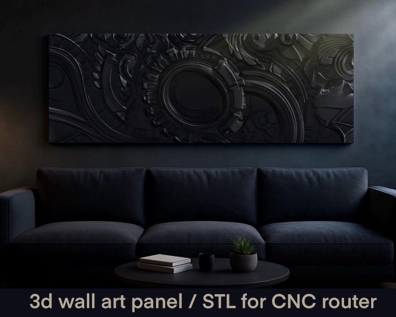 Abstract Tech Style 3D Wall Panel | STL Model for CNC Cutting | Digital ...