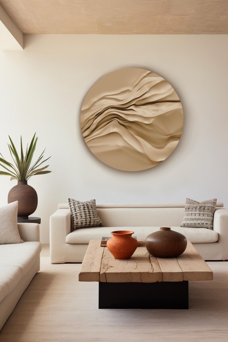 Round 3D Wall Panel With Wave Texture STL Model for CNC, Modern Accent ...