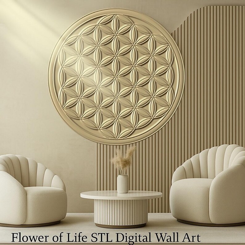 Flower of Life Mandala Style 3D Wall Art Panel | STL File for CNC and ...
