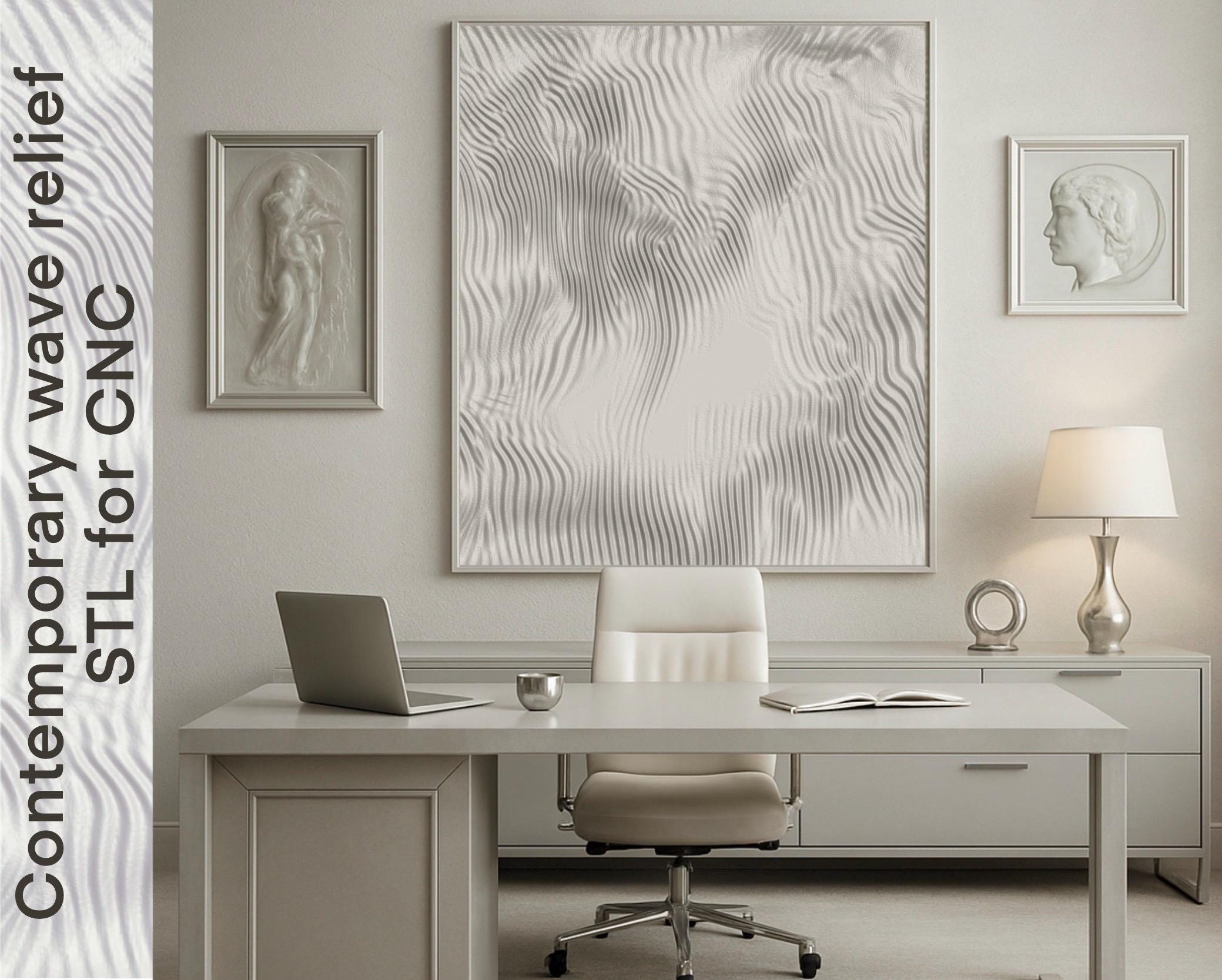 Wave Wall Panel STL File – 3D CNC Relief Texture for Modern Decor ...