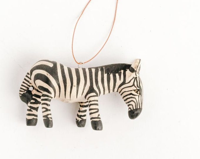 WOOD ZEBRA ORNAMENT // Hand-carved Jacaranda Wood // Safari Collection ...