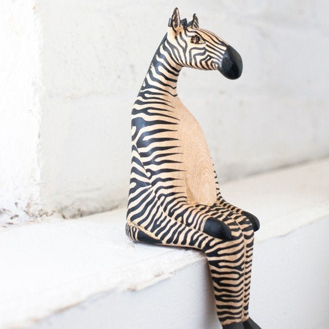 SITTING ZEBRA // Hand-carved Jacaranda Wood // Shelf Decor // - Etsy UK