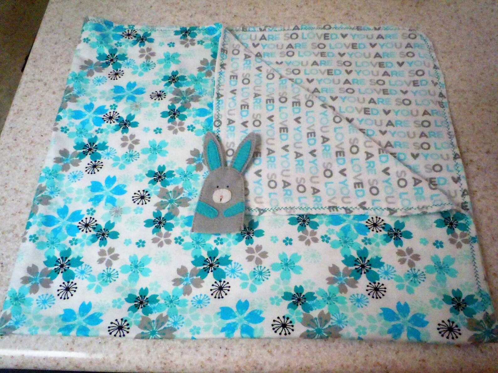 Double-sided Flannel Baby Blanket and Bunny Finger Puppet Set - Etsy