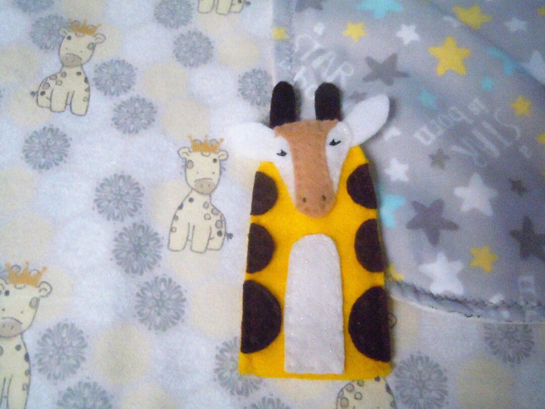 Double-sided Flannel Baby Blanket and Giraffe Finger Puppet Set - Etsy