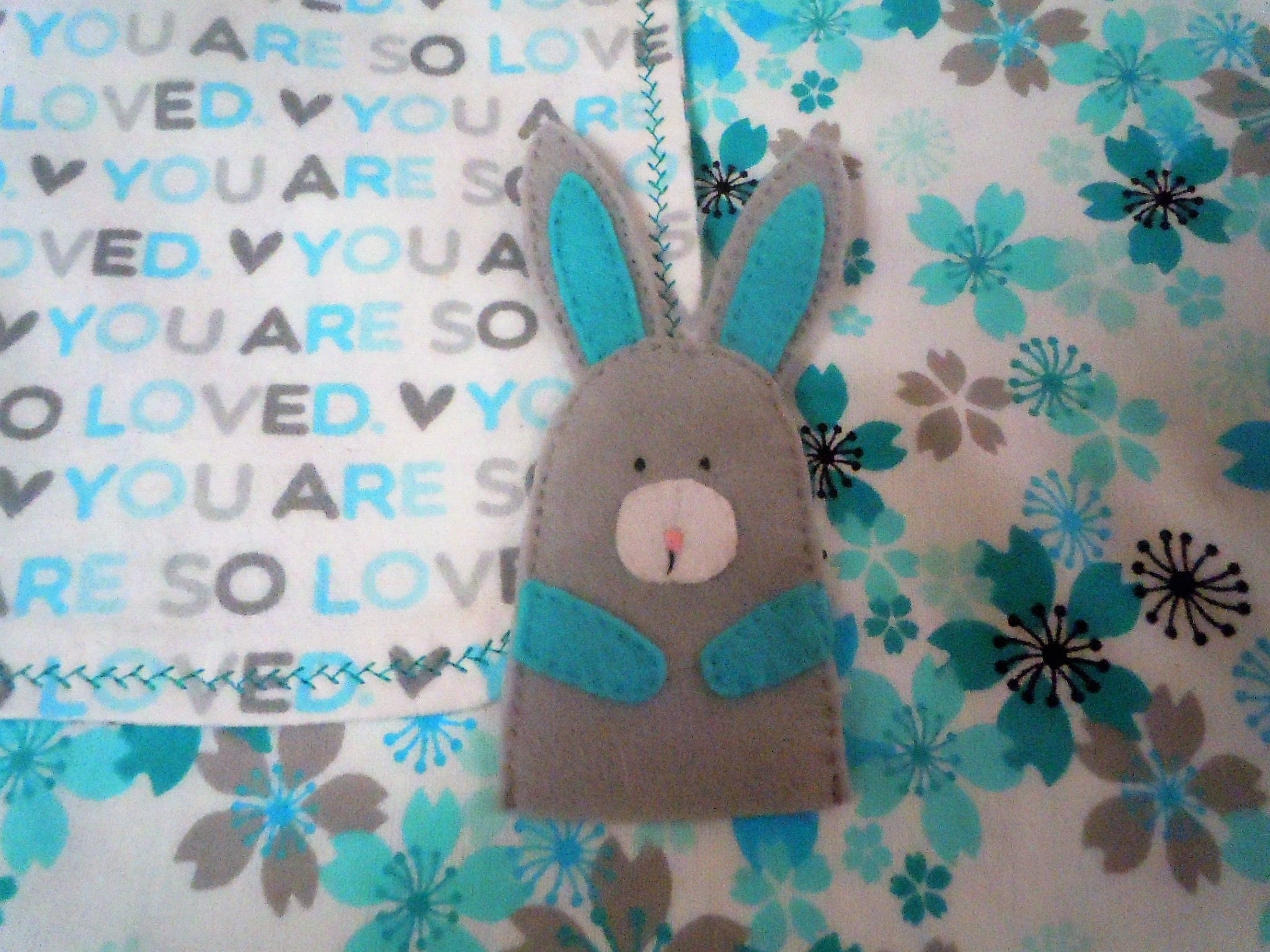 Double-sided Flannel Baby Blanket and Bunny Finger Puppet Set - Etsy